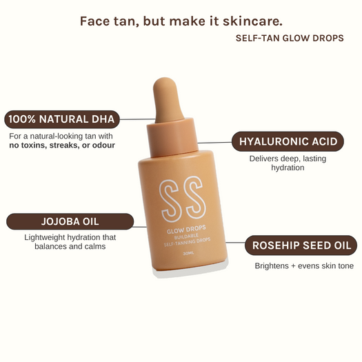 Buildable Self-Tanning Glow Drops | 5 Star Rated Face Tan – Summer Skin ...